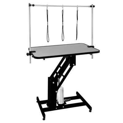 Black Hydraulic Grooming Table - Grey Table Top