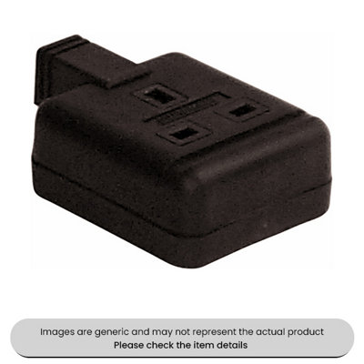 Black Insulated Rubber Trailing Sockets 4Gang, 13AMP Pack Qty 1