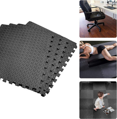 Black Interlocking floor tile 60 x 60cm (128 SQ.FT), Pack of 32 Mats