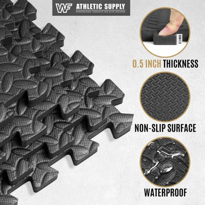 Black Interlocking floor tile 60 x 60cm (128 SQ.FT), Pack of 32 Mats