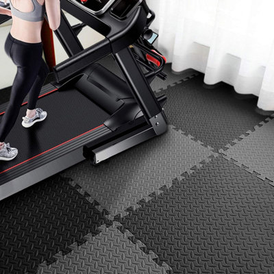 Black Interlocking floor tile 60 x 60cm (128 SQ.FT), Pack of 32 Mats