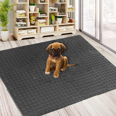 Black Interlocking floor tile 60 x 60cm (128 SQ.FT), Pack of 32 Mats