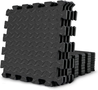 Black Interlocking floor tile 60 x 60cm (64 SQ.FT), Pack of 16 Mats ...