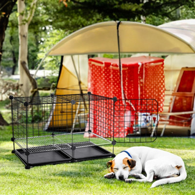 BLACK IRON DOG CAGE WITH REMOVABLE TRAY 48CM H