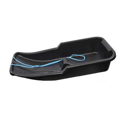 Black Kids Heavy Duty Snow Sledge Toboggan Sleigh Sled Rope Plastic ...