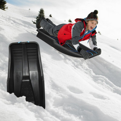 Black Kids Heavy Duty Snow Sledge Toboggan Sleigh Sled With Rope ...