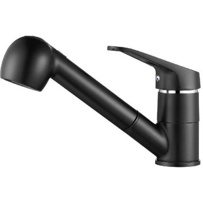 Black kitchen faucet with pullout sprayer, 360degree brass sink mixer ...