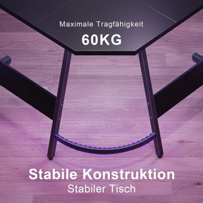 Black L Shaped Desk Corner Computer Desk PC Table Workstation W ...