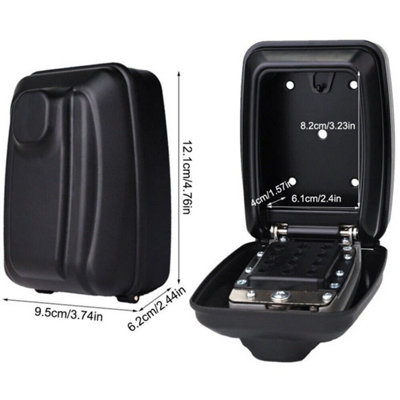 Black Large Key Safe Box Wall Mounted 12-Digit Combination Outdoor Key ...