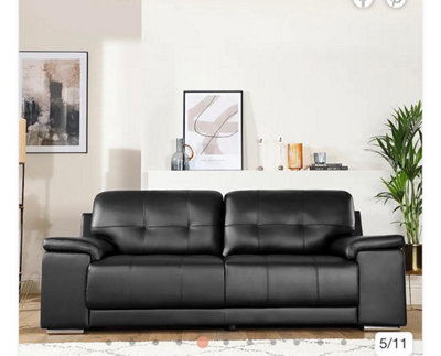 Black Larry Leather Suite 3 Premium Leather Sofa for Timeless Luxury