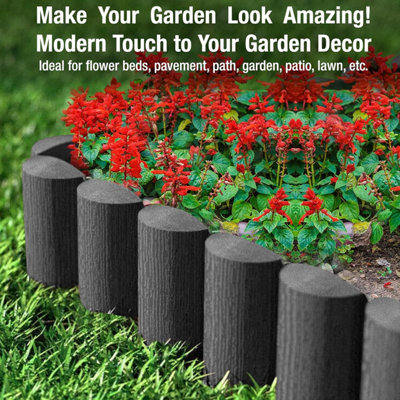 Black Lawn Edging Border - 2.5 metres or 8.2 ft long Garden Palisade ...