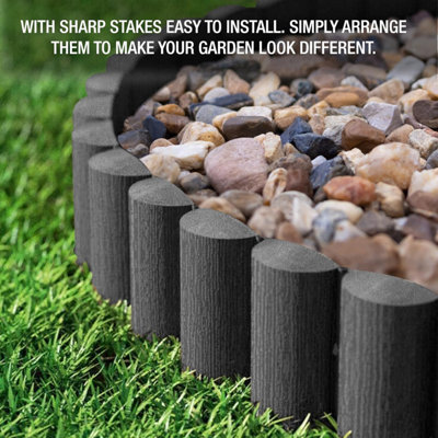 Black Lawn Edging Border - 2.5 metres or 8.2 ft long Garden Palisade ...