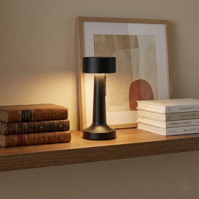 Black LED Cordless Table Touch Lamp Dimmable Desk Night Light Bedside ...