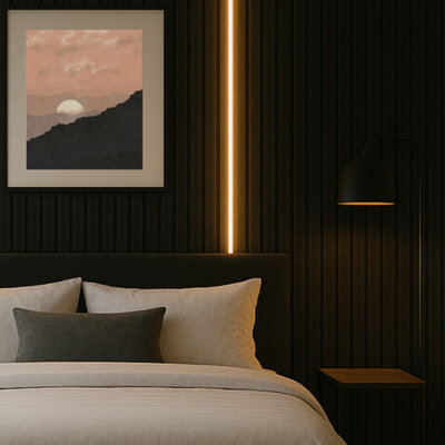 BLACK LED LIGHT STRIPS FOR WOOD SLAT WALL PANELS INCLUDING REMOTE. 3 ...
