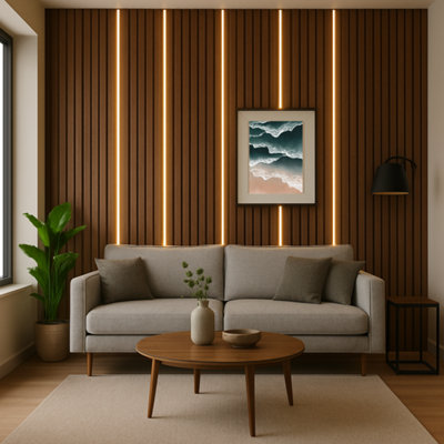 Black LED light strips for wood slat wall panels including remote. 4 ...