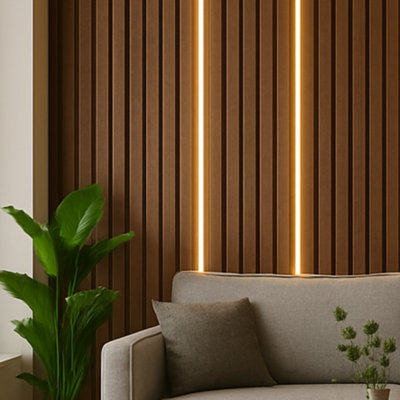 BLACK LED LIGHT STRIPS FOR WOOD SLAT WALL PANELS INCLUDING REMOTE. 4 ...