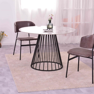 Black Liverpool Marble Table with White Legs 80cm | DIY at B&Q