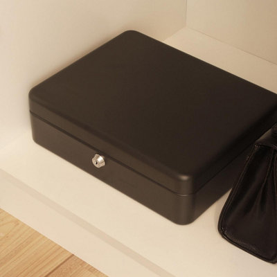 Black Lockable Security Box - Floor or Wall Mountable Steel Safe for ...