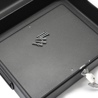 Black Lockable Security Box - Floor or Wall Mountable Steel Safe for ...