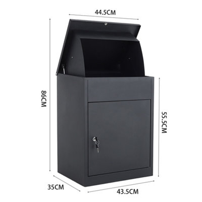 Black Lockable Standing or Wall Mount Letterbox Package Drop Delivery ...