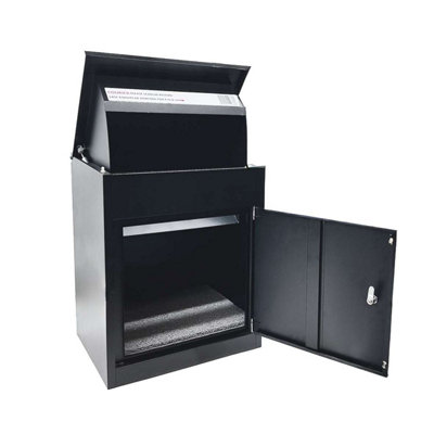 Black Lockable Standing or Wall Mount Metal Parcel Box Package Drop Box ...
