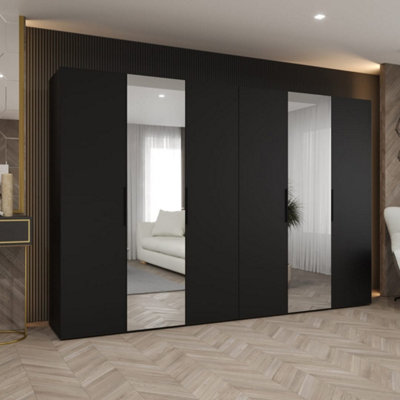 Black Marbella II Hinged Door Wardrobe 300cm - Bold Modern Storage with ...