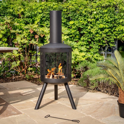 Black Maxima Chimenea - Metal Outdoor Garden Patio Log Wood Burner Fire ...