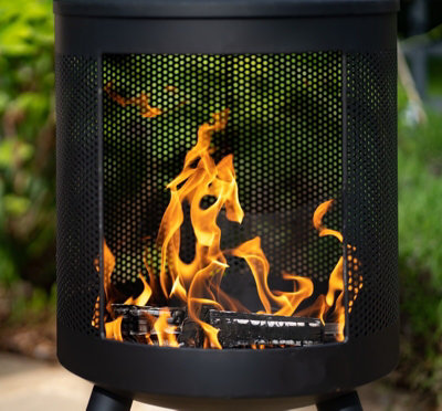 Black Maxima Chimenea - Metal Outdoor Garden Patio Log Wood Burner Fire ...