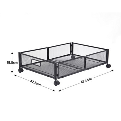 Black Mesh Bedroom Metal Foldable Underbed Clothing Storage Container ...