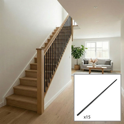 Black Metal 13mm Plain Square Spindle - 15 Pack Traditional Products LTD