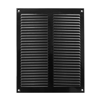 Black Metal Air Vent Grille 200mm x 250mm Fly Screen