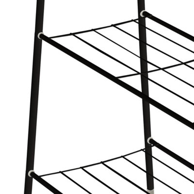 Black Metal Clothes Rail Clothes Rack Clothing Hanging Rail with 2 Tier ...