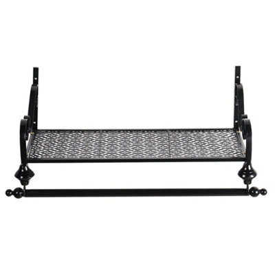 Black Metal Clothes Rail Wall Mounted Garment Hanging Rack with Display ...