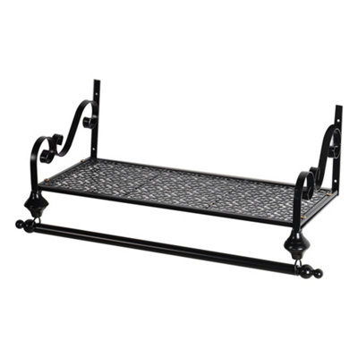 Black Metal Clothes Rail Wall Mounted Garment Hanging Rack with Display ...