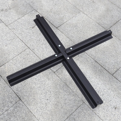 Black Metal Free Standing Garden Parasol Cross Base Patio Umbrella Base ...