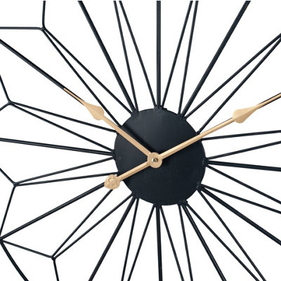BLACK METAL GEO DESIGN ROUND WALL CLOCK