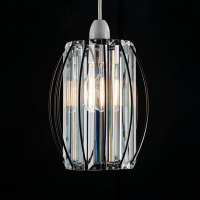 Black Metal K9 Crystal Light Shade 16cm x 20cm, Cylinder Shape with ...