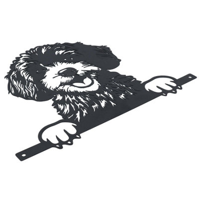 Black Metal Peeking Cockapoo Silhouette with Fixing Plate Garden ...