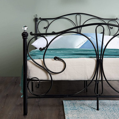 Black Metal Small Double Bed Frame With Pocket Sprung Memory Foam Mattress
