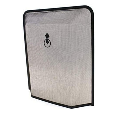Black Metal Square Spark Guard with Black Ring Handle Fireplace Screen ...