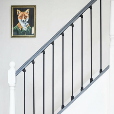Black Metal Stair Spindle Straight Design With Adjustable Rake Brackets