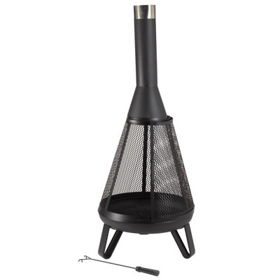 Black Miami Chimenea - Metal Outdoor Garden Patio Log Wood Burner Fire ...