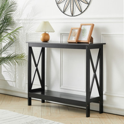 Black Modern Narrow Wooden Console Table W 1000 x D 300 x H 810 mm