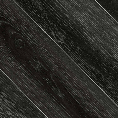 Black Modern Parquet Effect Anti-Slip Vinyl Flooring For Kitchen ...