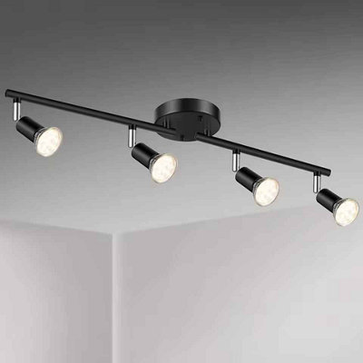 Black Modern Rotatable Ceiling Spotlight 4 Head GU10 LED Lamp 62cm