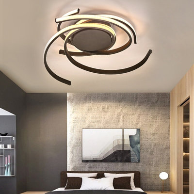 Black Modern Spiral Flower Shape Design LED Chandelier Ceiling Light ...