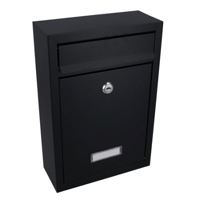 Black Modern Style Letter Post Mail Box Metal Wall Door Gate House Lockable