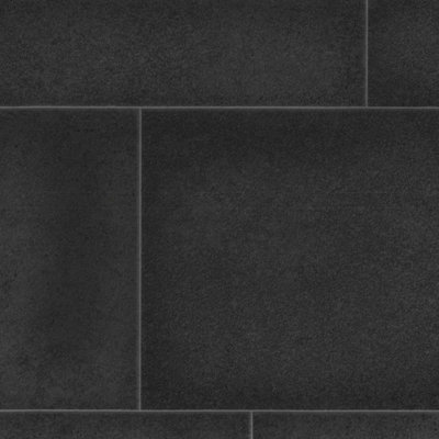 Black Modern Tile Effect Anti-Slip Vinyl Flooring for Home, Shops ...