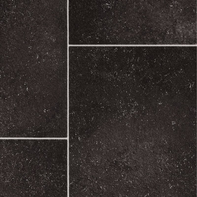 Black Modern Tile Effect Anti-Slip Vinyl Flooring for Home, Shops ...