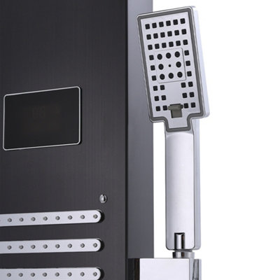 Black Multi-Functional Massage Shower Panel Mixer Shower Set with ...